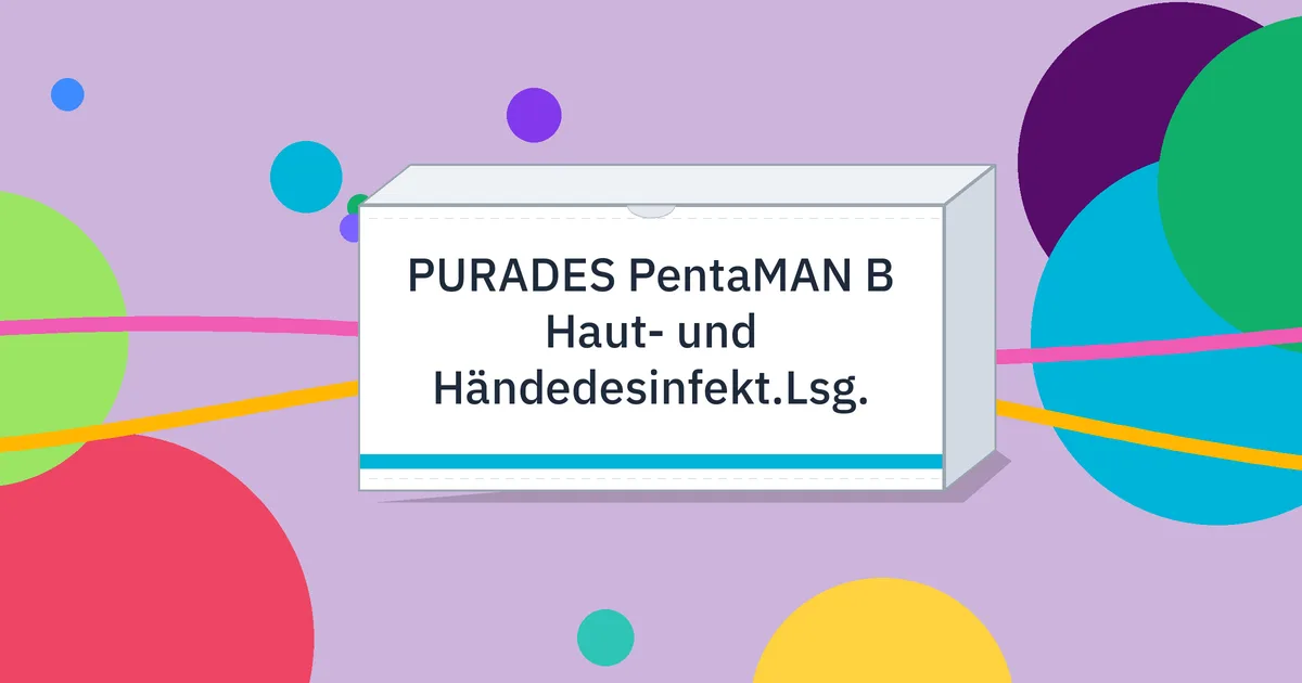 Symbolbild: Packung mit der Aufschrift PURADES PentaMAN B Haut- und Händedesinfekt.Lsg. (PZN 14005403) – Verfügbarkeit und Bezug in Apotheken in Frankfurt am Main