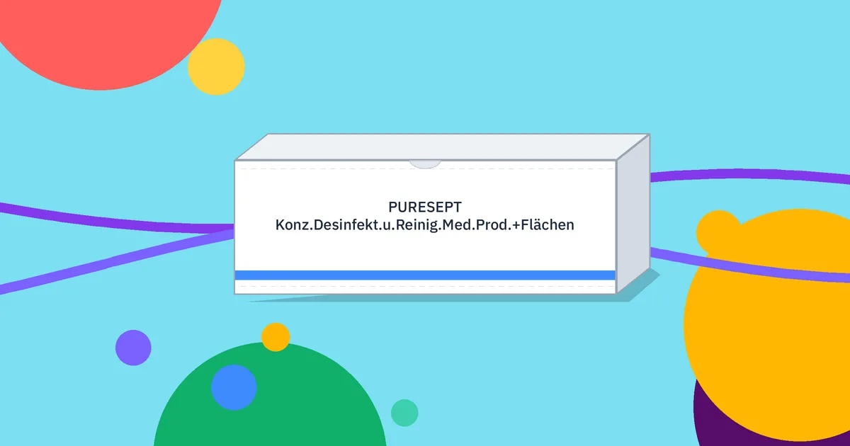 Symbolbild: Packung mit der Aufschrift PURESEPT Konz.Desinfekt.u.Reinig.Med.Prod.+Flächen (PZN 18678458) – Verfügbarkeit und Bezug in Apotheken in Frankfurt am Main