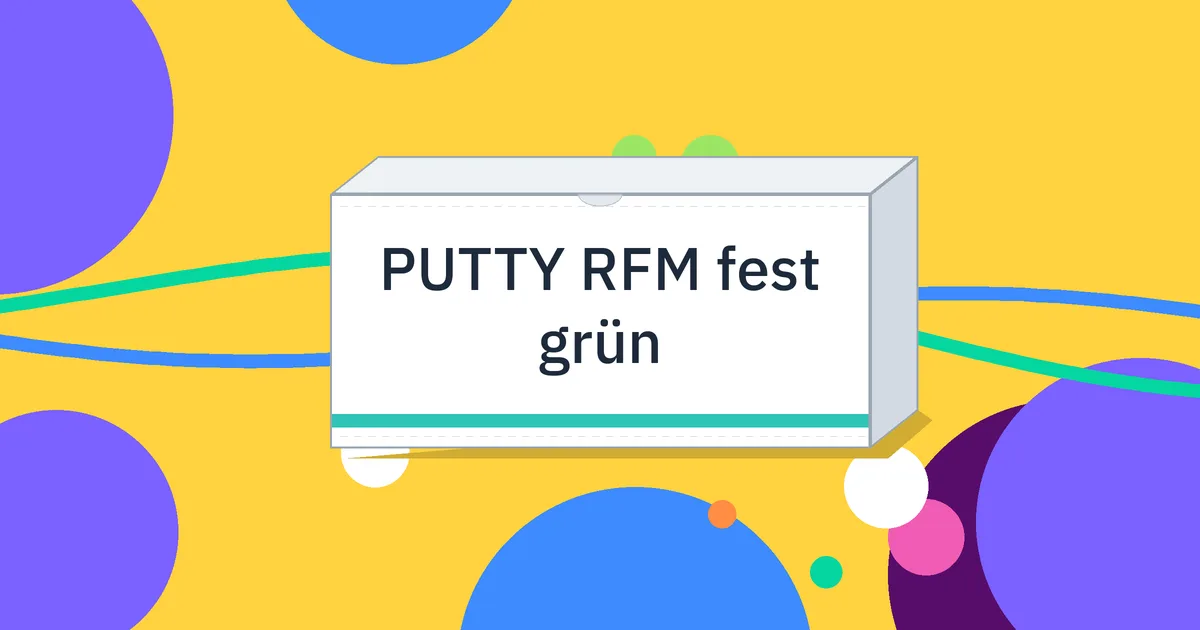 Symbolbild: Packung mit der Aufschrift PUTTY RFM fest grün (PZN 18817983) – Verfügbarkeit und Bezug in Apotheken in Frankfurt am Main