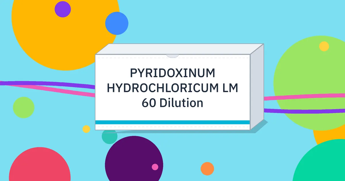 Symbolbild: Packung mit der Aufschrift PYRIDOXINUM HYDROCHLORICUM LM 60 Dilution (PZN 13672511) – Verfügbarkeit und Bezug in Apotheken in Frankfurt am Main
