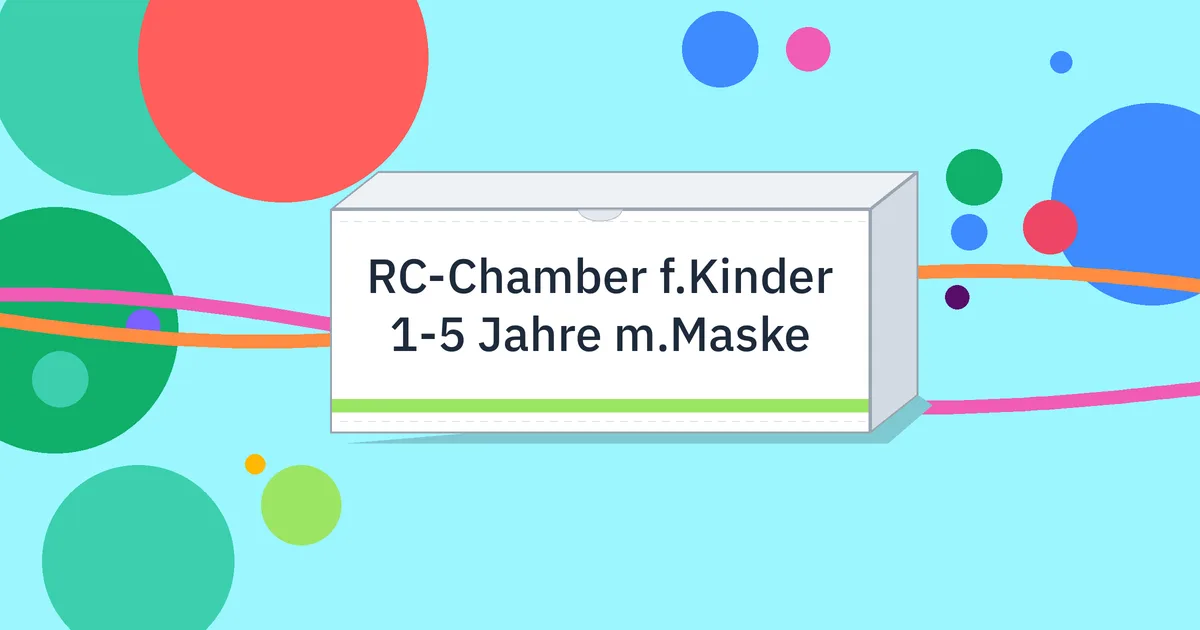 Symbolbild: Packung mit der Aufschrift RC-Chamber f.Kinder 1-5 Jahre m.Maske (PZN 11711000) – Verfügbarkeit und Bezug in Apotheken in Frankfurt am Main