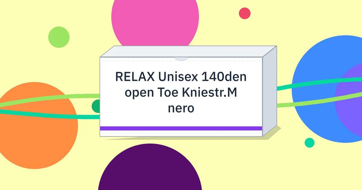 Symbolbild: Packung mit der Aufschrift RELAX Unisex 140den open Toe Kniestr.M nero (PZN 16190037) – Verfügbarkeit und Bezug in Apotheken in Frankfurt am Main