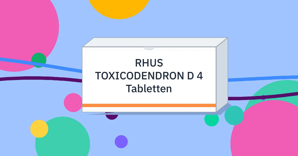 Symbolbild: Packung mit der Aufschrift RHUS TOXICODENDRON D 4 Tabletten (PZN 01783688) – Verfügbarkeit und Bezug in Apotheken in Frankfurt am Main