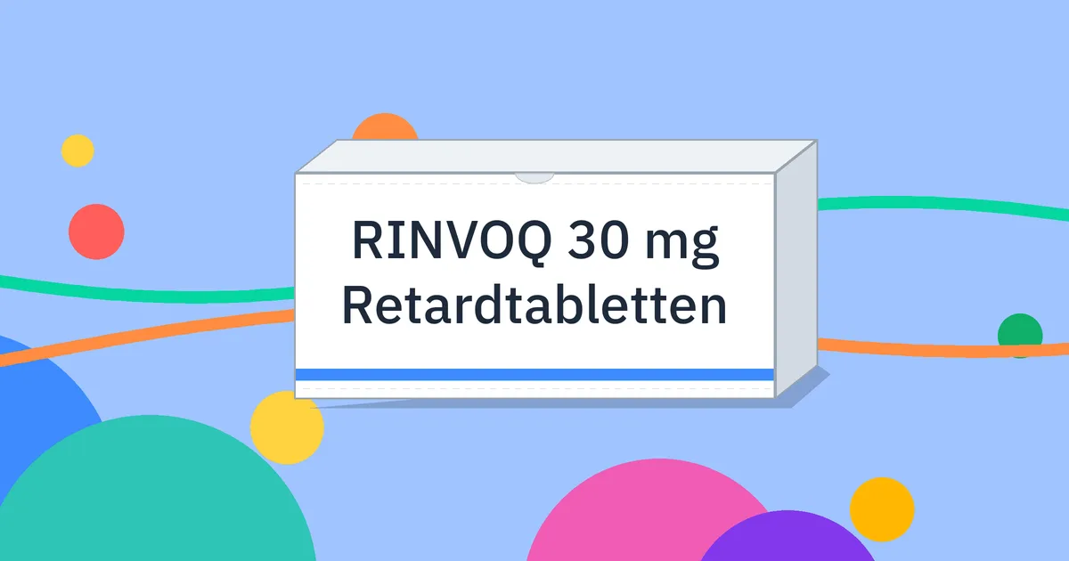 Symbolbild: Packung mit der Aufschrift RINVOQ 30 mg Retardtabletten (PZN 17397705) – Verfügbarkeit und Bezug in Apotheken in Frankfurt am Main