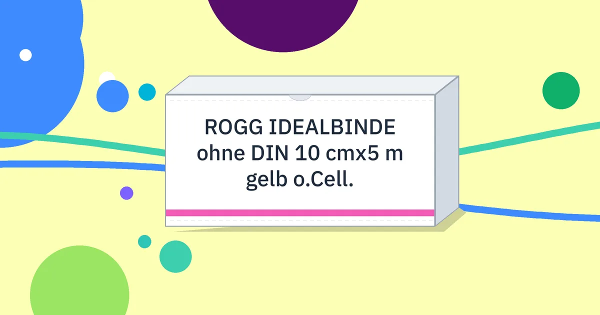 Symbolbild: Packung mit der Aufschrift ROGG IDEALBINDE ohne DIN 10 cmx5 m gelb o.Cell. (PZN 16530800) – Verfügbarkeit und Bezug in Apotheken in Frankfurt am Main