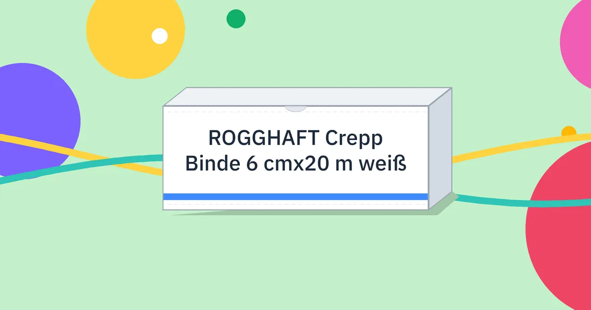 Symbolbild: Packung mit der Aufschrift ROGGHAFT Crepp Binde 6 cmx20 m weiß (PZN 04492460) – Verfügbarkeit und Bezug in Apotheken in Frankfurt am Main