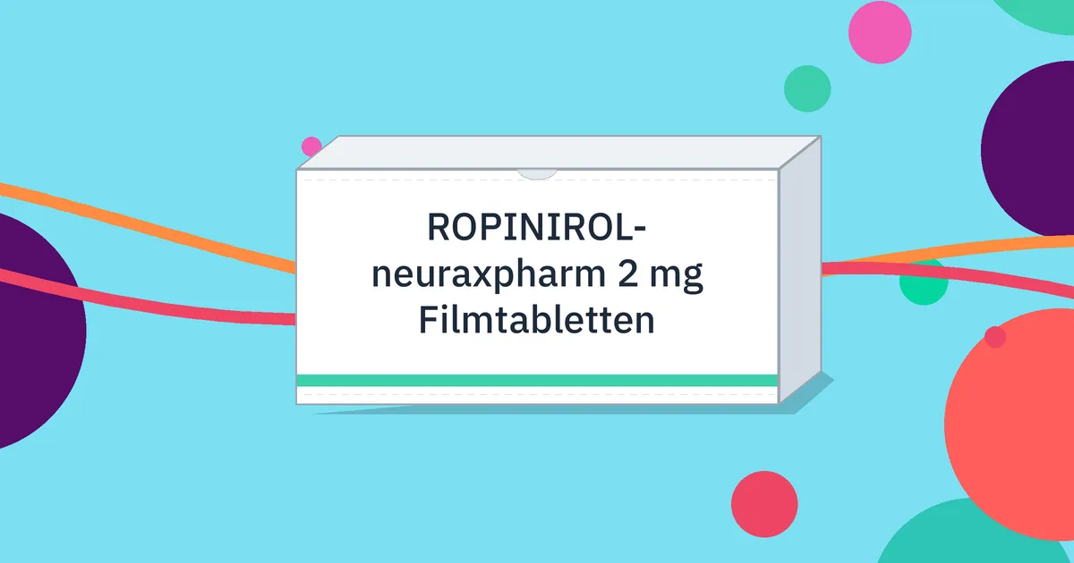 Symbolbild: Packung mit der Aufschrift ROPINIROL-neuraxpharm 2 mg Filmtabletten (PZN 00513722) – Verfügbarkeit und Bezug in Apotheken in Frankfurt am Main