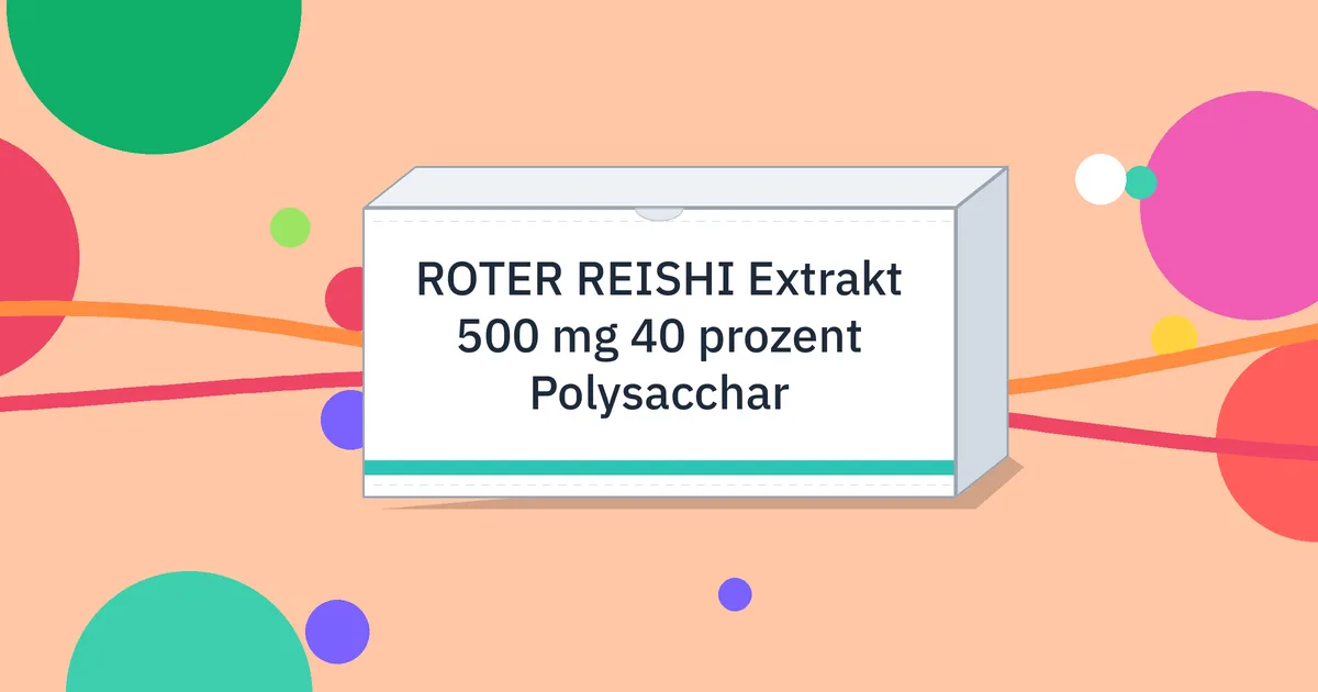 Symbolbild: Packung mit der Aufschrift ROTER REISHI Extrakt 500 mg 40 prozent Polysacchar (PZN 11219078) – Verfügbarkeit und Bezug in Apotheken in Frankfurt am Main