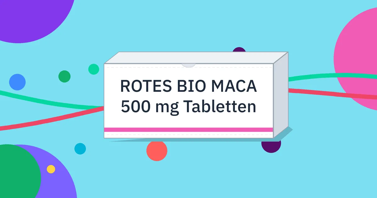 Symbolbild: Packung mit der Aufschrift ROTES BIO MACA 500 mg Tabletten (PZN 11073143) – Verfügbarkeit und Bezug in Apotheken in Frankfurt am Main