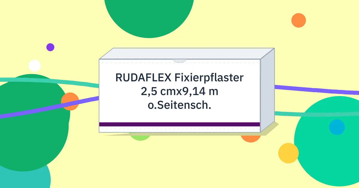 Symbolbild: Packung mit der Aufschrift RUDAFLEX Fixierpflaster 2,5 cmx9,14 m o.Seitensch. (PZN 15892458) – Verfügbarkeit und Bezug in Apotheken in Frankfurt am Main