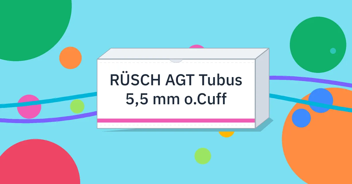Symbolbild: Packung mit der Aufschrift RÜSCH AGT Tubus 5,5 mm o.Cuff (PZN 06636354) – Verfügbarkeit und Bezug in Apotheken in Frankfurt am Main