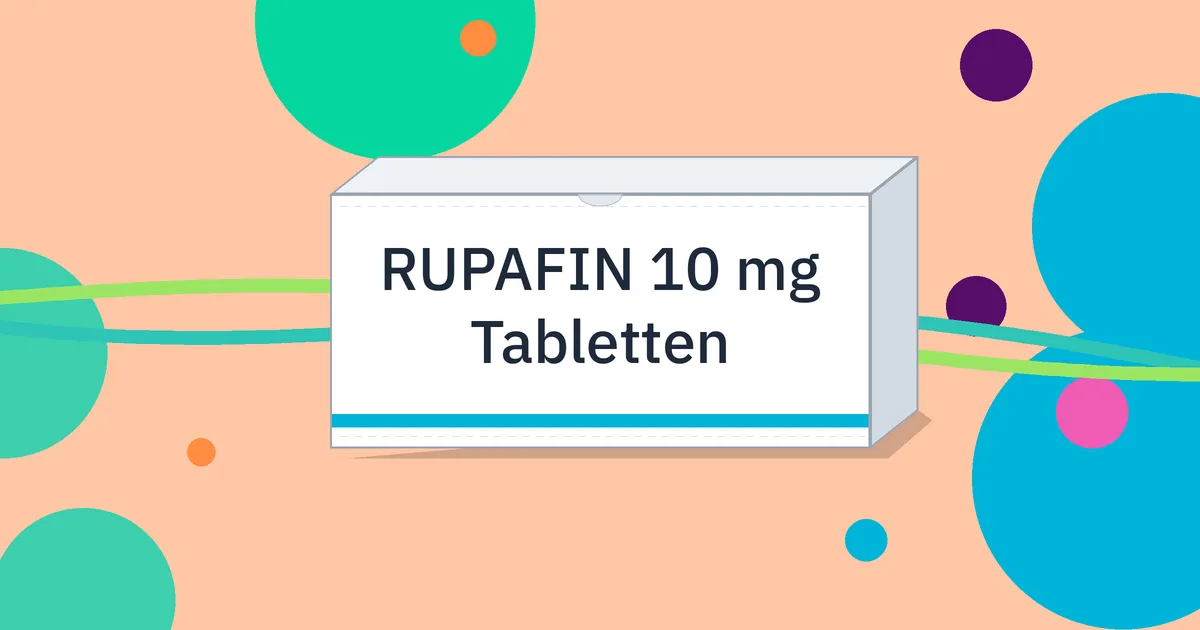 Symbolbild: Packung mit der Aufschrift RUPAFIN 10 mg Tabletten (PZN 12448898) – Verfügbarkeit und Bezug in Apotheken in Frankfurt am Main
