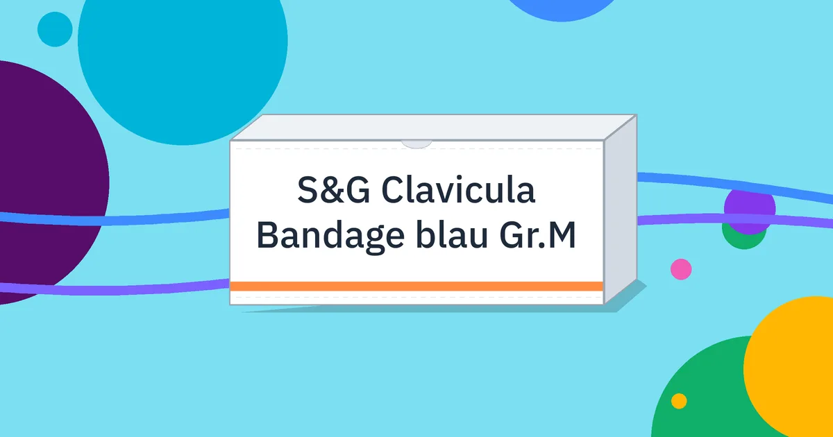 Symbolbild: Packung mit der Aufschrift S&G Clavicula Bandage blau Gr.M (PZN 05044054) – Verfügbarkeit und Bezug in Apotheken in Frankfurt am Main