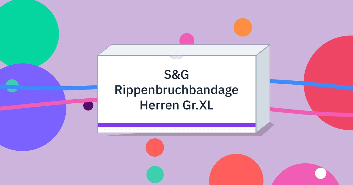 Symbolbild: Packung mit der Aufschrift S&G Rippenbruchbandage Herren Gr.XL (PZN 05045042) – Verfügbarkeit und Bezug in Apotheken in Frankfurt am Main