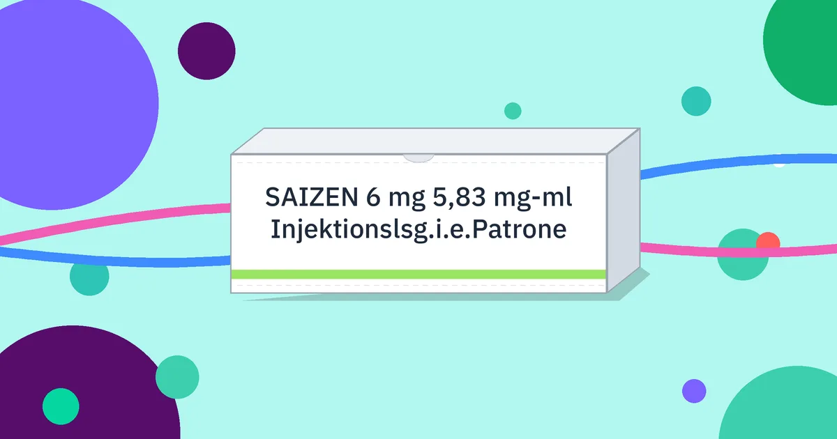 Symbolbild: Packung mit der Aufschrift SAIZEN 6 mg 5,83 mg-ml Injektionslsg.i.e.Patrone (PZN 16783091) – Verfügbarkeit und Bezug in Apotheken in Frankfurt am Main