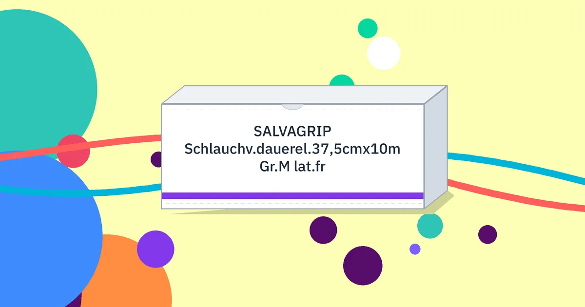 Symbolbild: Packung mit der Aufschrift SALVAGRIP Schlauchv.dauerel.37,5cmx10m Gr.M lat.fr (PZN 16744346) – Verfügbarkeit und Bezug in Apotheken in Frankfurt am Main