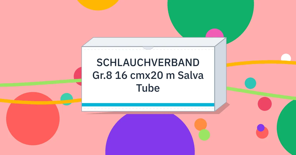 Symbolbild: Packung mit der Aufschrift SCHLAUCHVERBAND Gr.8 16 cmx20 m Salva Tube (PZN 10351290) – Verfügbarkeit und Bezug in Apotheken in Frankfurt am Main