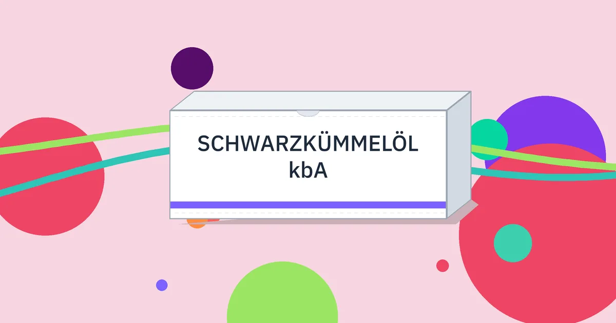 Symbolbild: Packung mit der Aufschrift SCHWARZKÜMMELÖL kbA (PZN 01395845) – Verfügbarkeit und Bezug in Apotheken in Frankfurt am Main