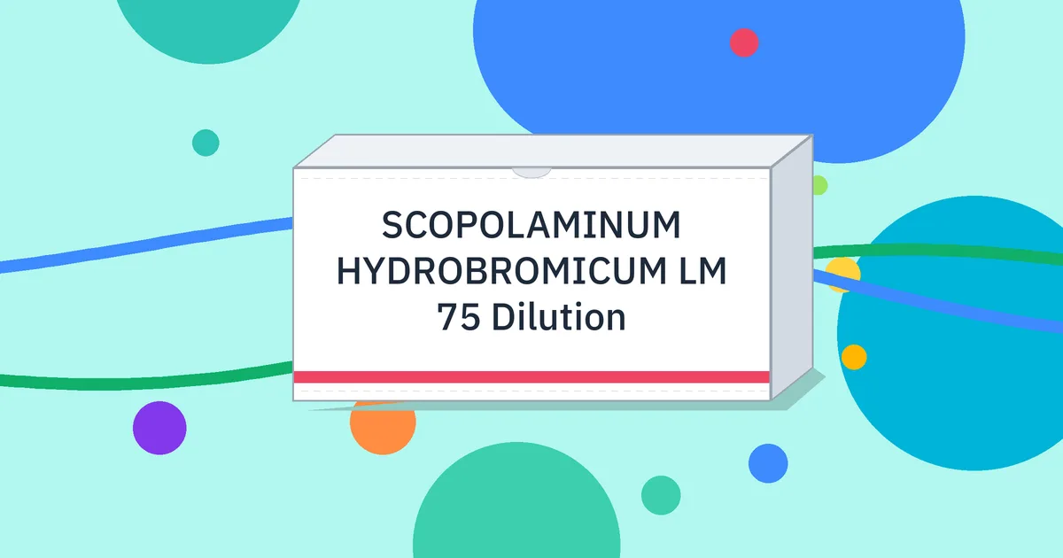 Symbolbild: Packung mit der Aufschrift SCOPOLAMINUM HYDROBROMICUM LM 75 Dilution (PZN 13691603) – Verfügbarkeit und Bezug in Apotheken in Frankfurt am Main