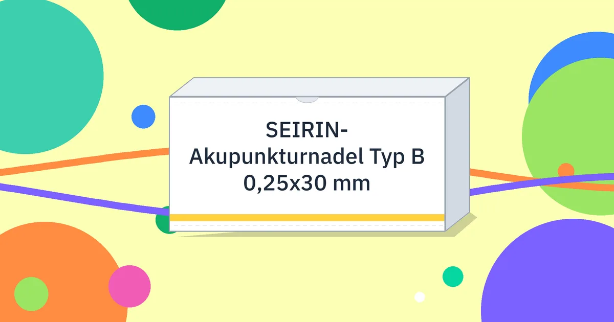 Symbolbild: Packung mit der Aufschrift SEIRIN-Akupunkturnadel Typ B 0,25x30 mm (PZN 17290255) – Verfügbarkeit und Bezug in Apotheken in Frankfurt am Main