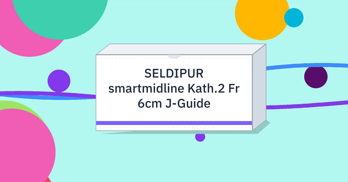Symbolbild: Packung mit der Aufschrift SELDIPUR smartmidline Kath.2 Fr 6cm J-Guide (PZN 15263076) – Verfügbarkeit und Bezug in Apotheken in Frankfurt am Main