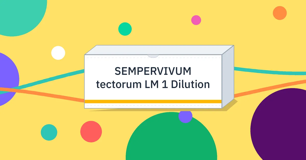 Symbolbild: Packung mit der Aufschrift SEMPERVIVUM tectorum LM 1 Dilution (PZN 13186070) – Verfügbarkeit und Bezug in Apotheken in Frankfurt am Main