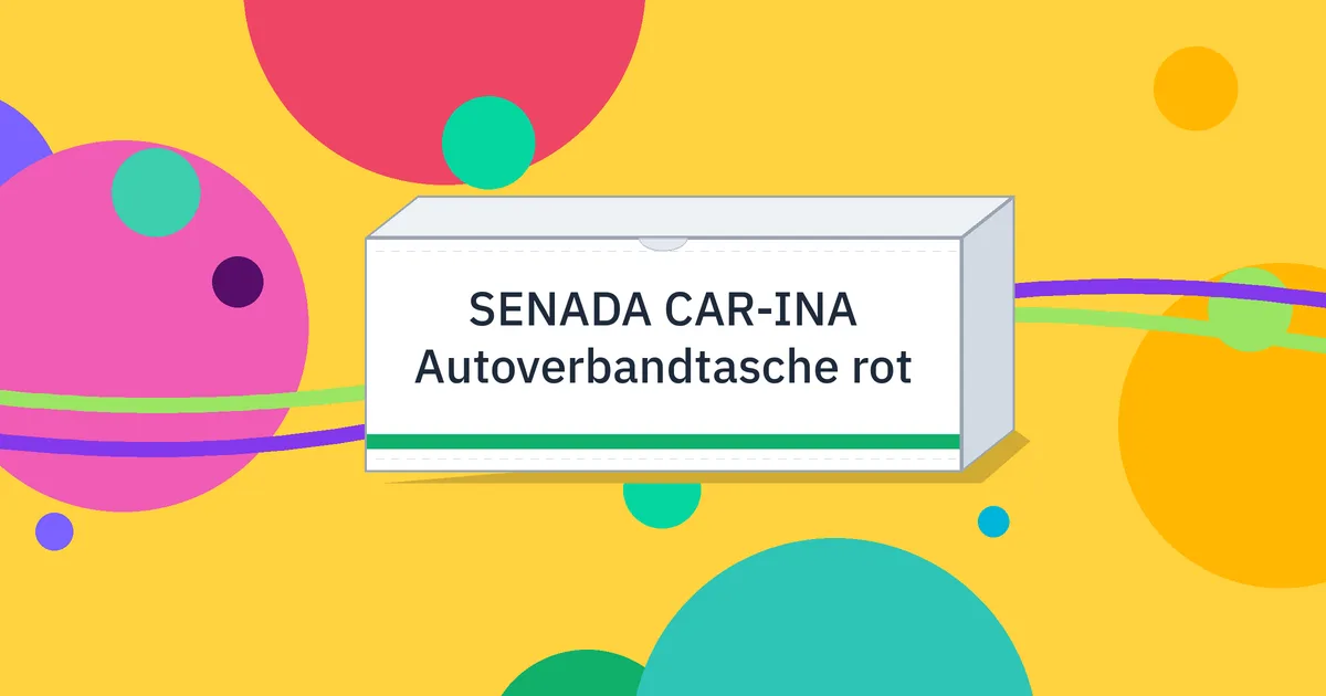 Symbolbild: Packung mit der Aufschrift SENADA CAR-INA Autoverbandtasche rot (PZN 09467567) – Verfügbarkeit und Bezug in Apotheken in Frankfurt am Main