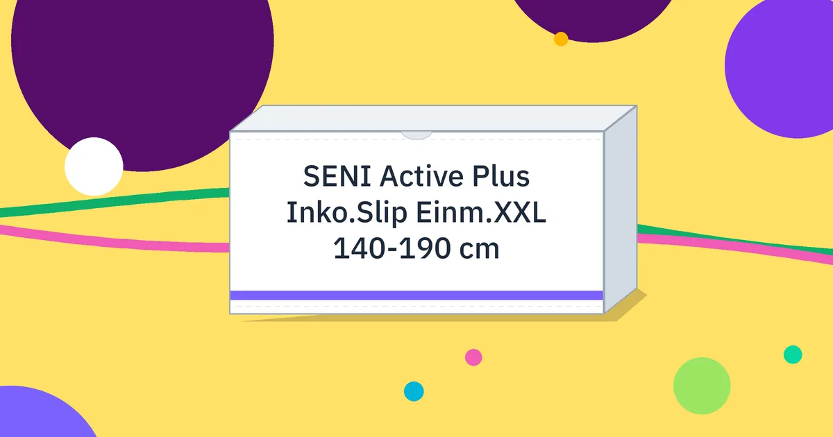 Symbolbild: Packung mit der Aufschrift SENI Active Plus Inko.Slip Einm.XXL 140-190 cm (PZN 15254232) – Verfügbarkeit und Bezug in Apotheken in Frankfurt am Main