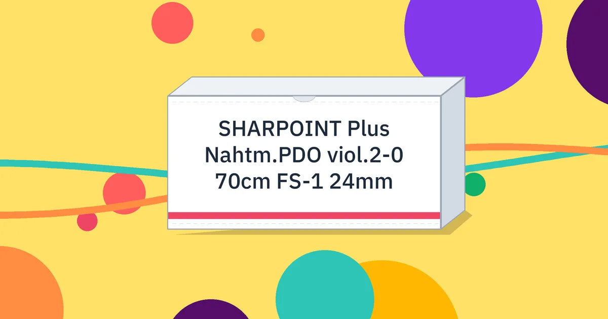 Symbolbild: Packung mit der Aufschrift SHARPOINT Plus Nahtm.PDO viol.2-0 70cm FS-1 24mm (PZN 17994105) – Verfügbarkeit und Bezug in Apotheken in Frankfurt am Main