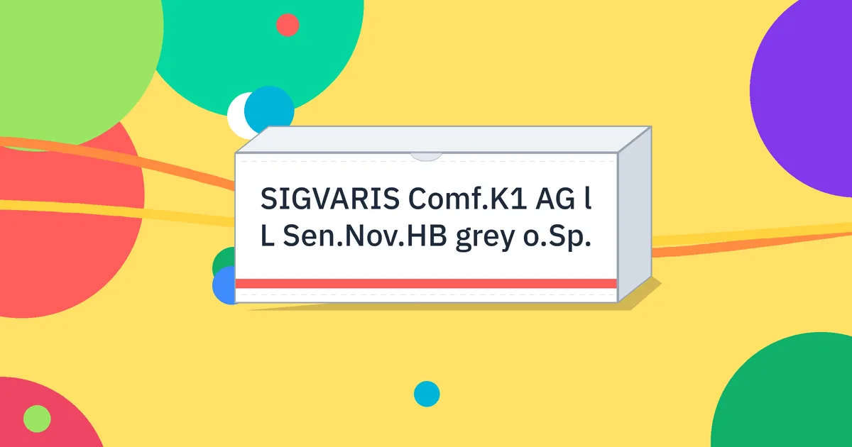 Symbolbild: Packung mit der Aufschrift SIGVARIS Comf.K1 AG l L Sen.Nov.HB grey o.Sp. (PZN 17100473) – Verfügbarkeit und Bezug in Apotheken in Frankfurt am Main