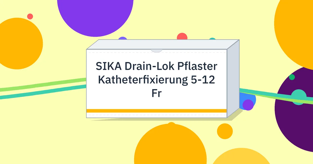 Symbolbild: Packung mit der Aufschrift SIKA Drain-Lok Pflaster Katheterfixierung 5-12 Fr (PZN 18326506) – Verfügbarkeit und Bezug in Apotheken in Frankfurt am Main