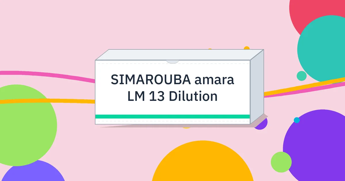 Symbolbild: Packung mit der Aufschrift SIMAROUBA amara LM 13 Dilution (PZN 13679967) – Verfügbarkeit und Bezug in Apotheken in Frankfurt am Main