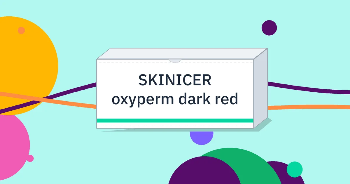 Symbolbild: Packung mit der Aufschrift SKINICER oxyperm dark red (PZN 12454574) – Verfügbarkeit und Bezug in Apotheken in Frankfurt am Main