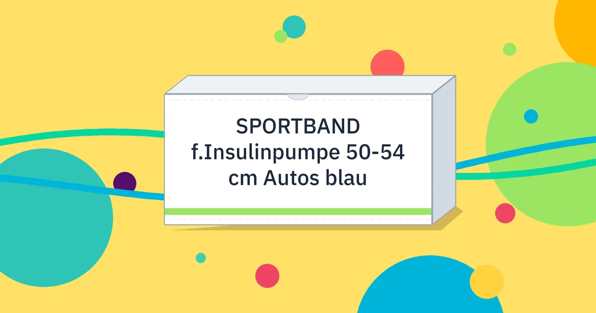 Symbolbild: Packung mit der Aufschrift SPORTBAND f.Insulinpumpe 50-54 cm Autos blau (PZN 13915907) – Verfügbarkeit und Bezug in Apotheken in Frankfurt am Main