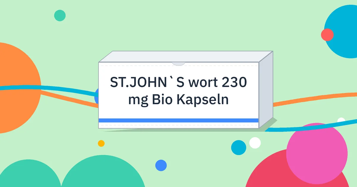 Symbolbild: Packung mit der Aufschrift ST.JOHN`S wort 230 mg Bio Kapseln (PZN 18412217) – Verfügbarkeit und Bezug in Apotheken in Frankfurt am Main