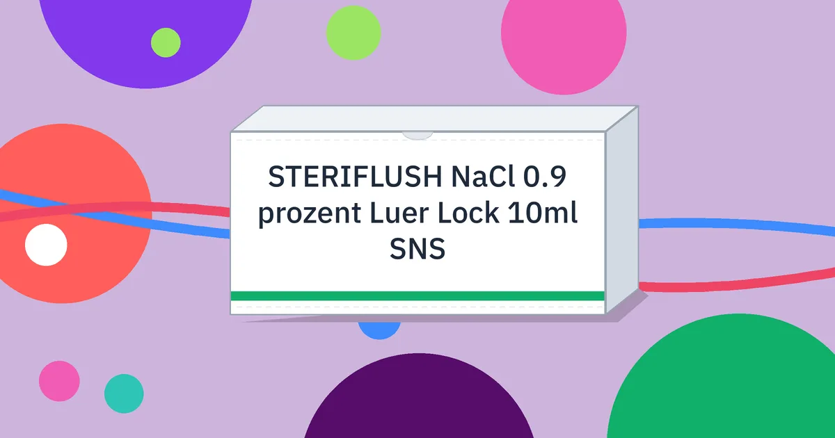 Symbolbild: Packung mit der Aufschrift STERIFLUSH NaCl 0.9 prozent Luer Lock 10ml SNS (PZN 19482800) – Verfügbarkeit und Bezug in Apotheken in Frankfurt am Main