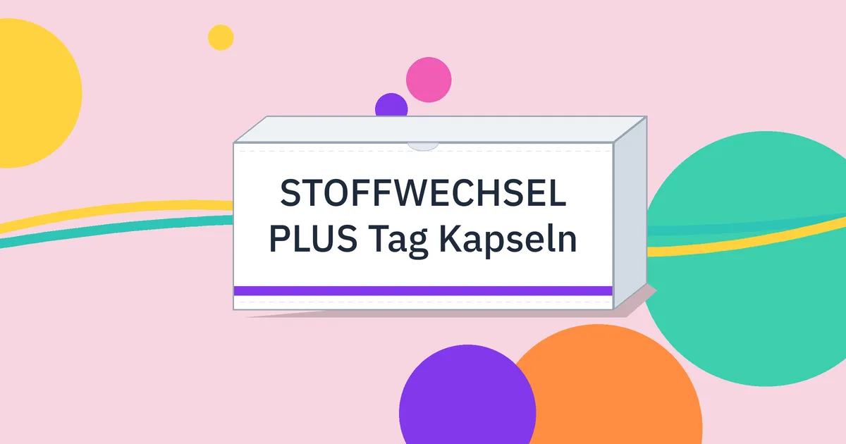 Symbolbild: Packung mit der Aufschrift STOFFWECHSEL PLUS Tag Kapseln (PZN 15405369) – Verfügbarkeit und Bezug in Apotheken in Frankfurt am Main