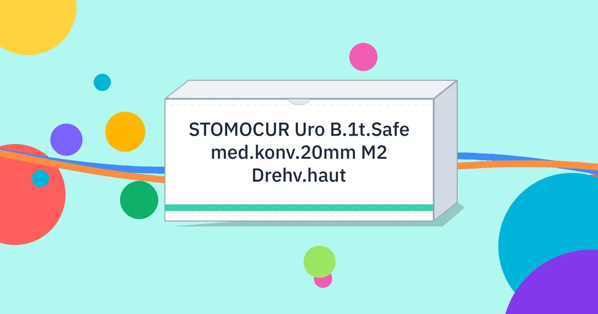 Symbolbild: Packung mit der Aufschrift STOMOCUR Uro B.1t.Safe med.konv.20mm M2 Drehv.haut (PZN 17757196) – Verfügbarkeit und Bezug in Apotheken in Frankfurt am Main
