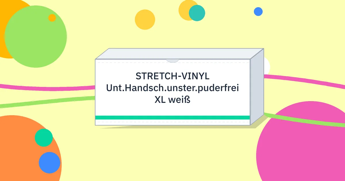 Symbolbild: Packung mit der Aufschrift STRETCH-VINYL Unt.Handsch.unster.puderfrei XL weiß (PZN 11069087) – Verfügbarkeit und Bezug in Apotheken in Frankfurt am Main
