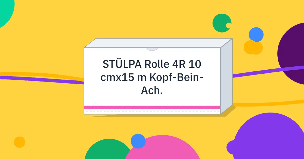 Symbolbild: Packung mit der Aufschrift STÜLPA Rolle 4R 10 cmx15 m Kopf-Bein-Ach. (PZN 14306978) – Verfügbarkeit und Bezug in Apotheken in Frankfurt am Main