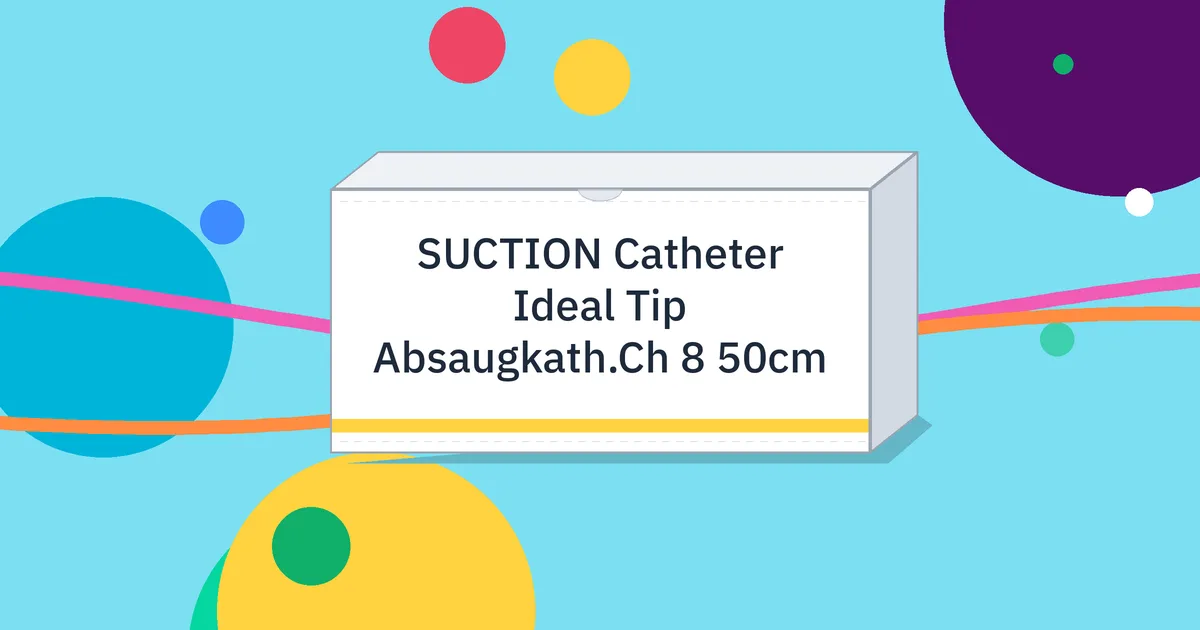 Symbolbild: Packung mit der Aufschrift SUCTION Catheter Ideal Tip Absaugkath.Ch 8 50cm (PZN 18495054) – Verfügbarkeit und Bezug in Apotheken in Frankfurt am Main