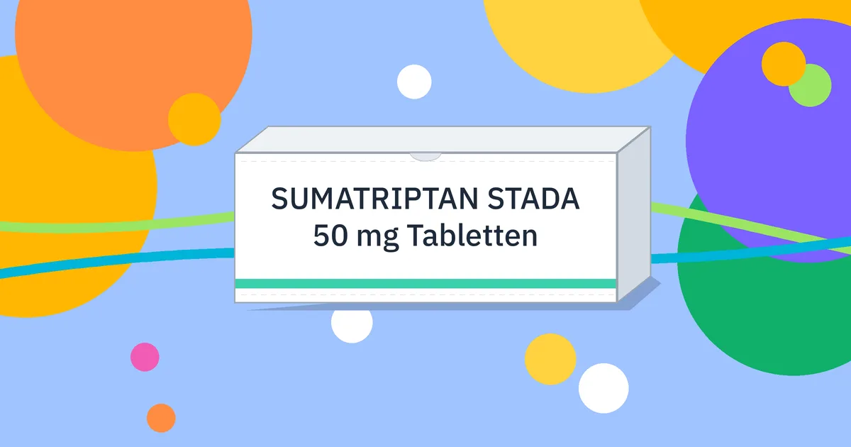 Symbolbild: Packung mit der Aufschrift SUMATRIPTAN STADA 50 mg Tabletten (PZN 01175440) – Verfügbarkeit und Bezug in Apotheken in Frankfurt am Main
