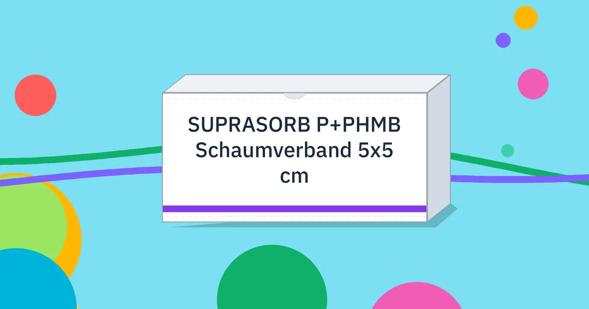 Symbolbild: Packung mit der Aufschrift SUPRASORB P+PHMB Schaumverband 5x5 cm (PZN 20687766) – Verfügbarkeit und Bezug in Apotheken in Frankfurt am Main