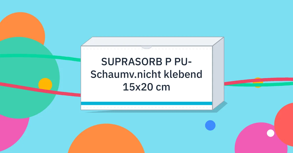 Symbolbild: Packung mit der Aufschrift SUPRASORB P PU-Schaumv.nicht klebend 15x20 cm (PZN 18001081) – Verfügbarkeit und Bezug in Apotheken in Frankfurt am Main