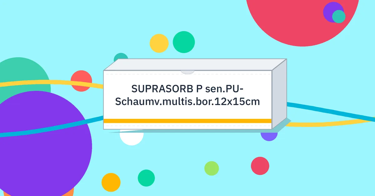 Symbolbild: Packung mit der Aufschrift SUPRASORB P sen.PU-Schaumv.multis.bor.12x15cm (PZN 16259148) – Verfügbarkeit und Bezug in Apotheken in Frankfurt am Main