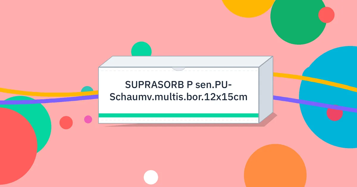 Symbolbild: Packung mit der Aufschrift SUPRASORB P sen.PU-Schaumv.multis.bor.12x15cm (PZN 16602681) – Verfügbarkeit und Bezug in Apotheken in Frankfurt am Main