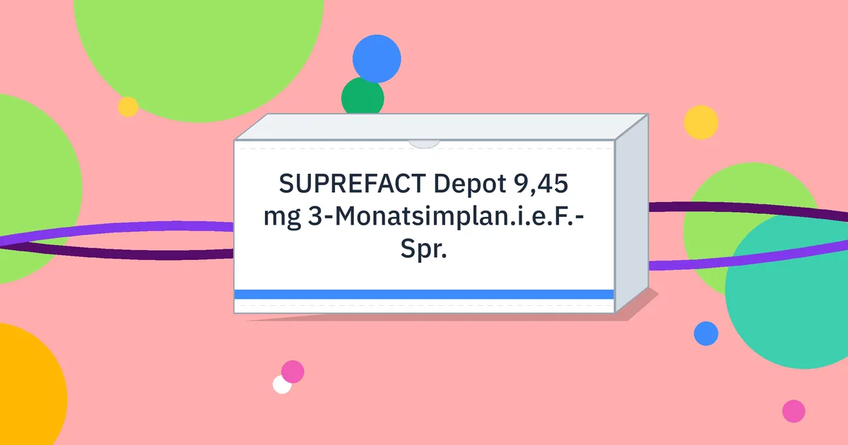 Symbolbild: Packung mit der Aufschrift SUPREFACT Depot 9,45 mg 3-Monatsimplan.i.e.F.-Spr. (PZN 06686607) – Verfügbarkeit und Bezug in Apotheken in Frankfurt am Main