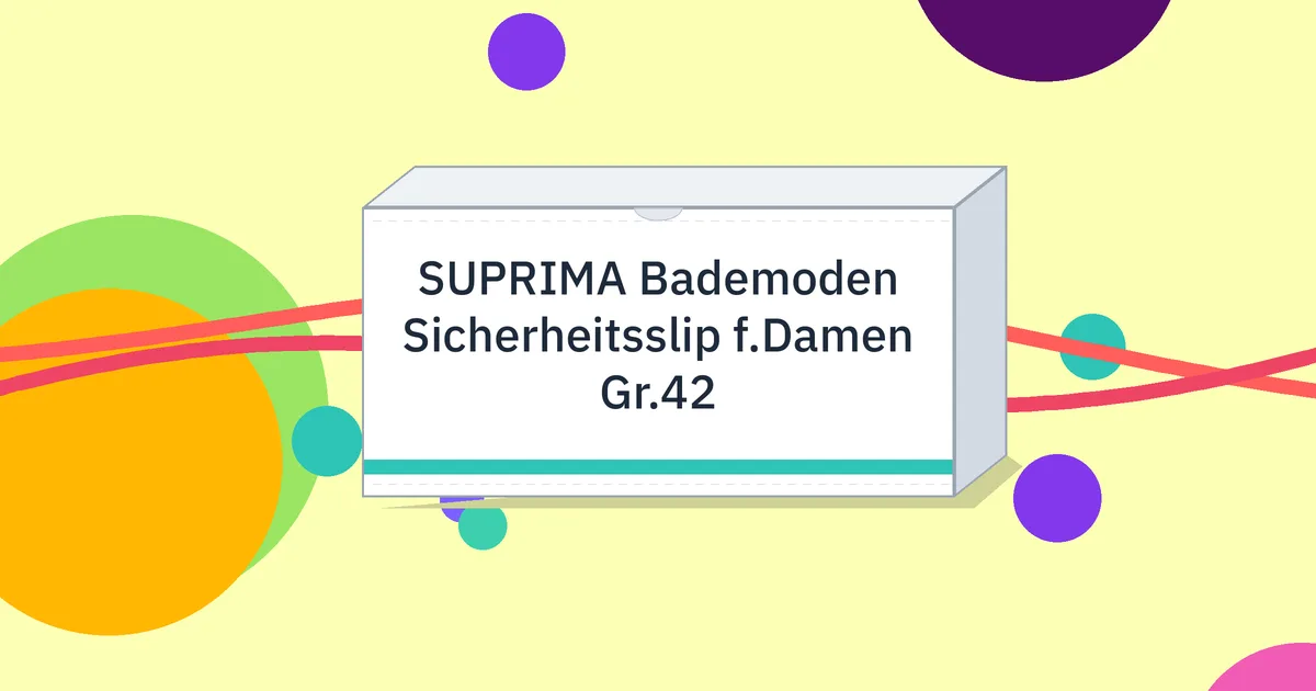 Symbolbild: Packung mit der Aufschrift SUPRIMA Bademoden Sicherheitsslip f.Damen Gr.42 (PZN 09222274) – Verfügbarkeit und Bezug in Apotheken in Frankfurt am Main