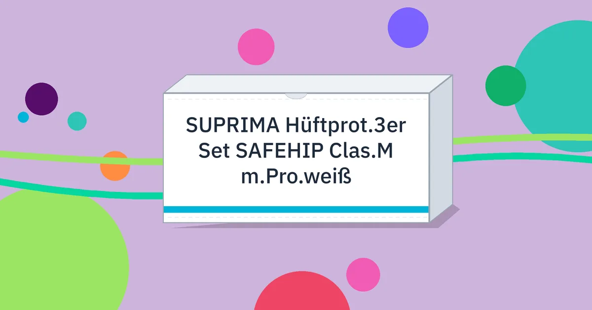 Symbolbild: Packung mit der Aufschrift SUPRIMA Hüftprot.3er Set SAFEHIP Clas.M m.Pro.weiß (PZN 13818601) – Verfügbarkeit und Bezug in Apotheken in Frankfurt am Main