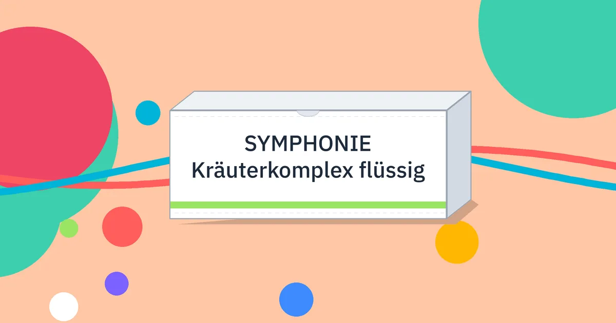 Symbolbild: Packung mit der Aufschrift SYMPHONIE Kräuterkomplex flüssig (PZN 20918065) – Verfügbarkeit und Bezug in Apotheken in Frankfurt am Main